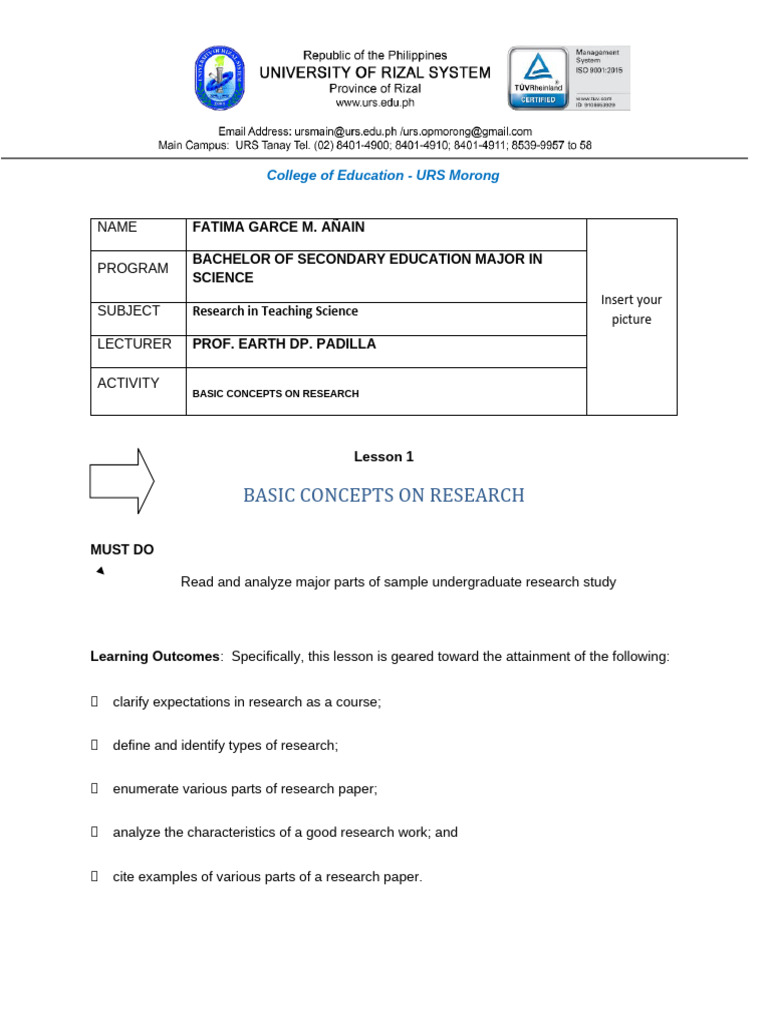 Study Paper 1 - Basic Concepts of Research | PDF | Qualitative Research ...
