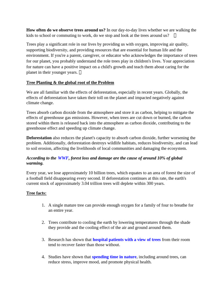 How Often Do We Observe Trees Around Us | PDF | Deforestation | Climate ...