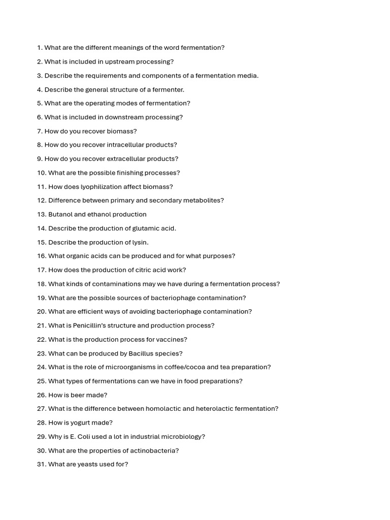 Industrial Microbiology Q&A Guide | PDF