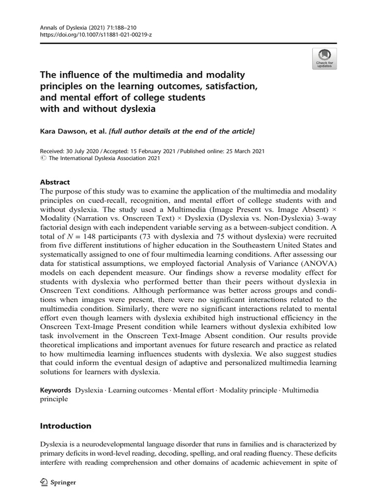 The Influence of The Multimedia and Modality | PDF | Analysis Of Variance | Learning