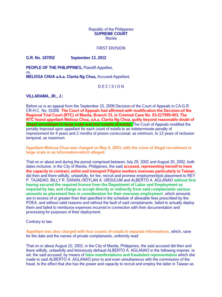 2 People Vs Chua G.R No. 187052 | PDF | Fraud | Fine (Penalty)