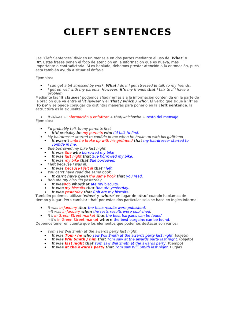 CLEFT SENTENCES | PDF