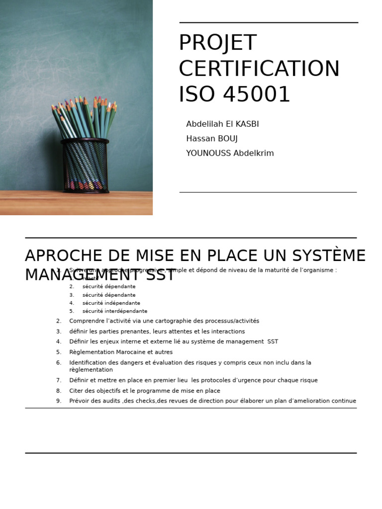 Iso 45001 PRJET 101224 | PDF | Audit | Risque