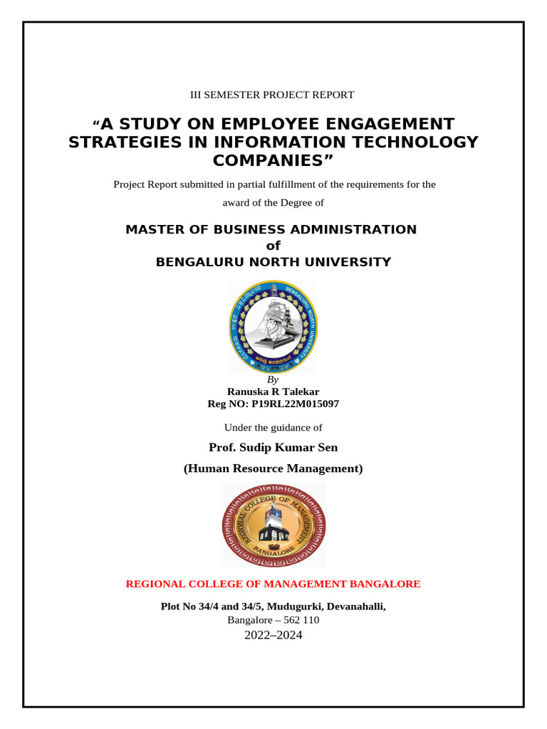 Iii Semester Project Report Front Page | PDF | Employee Retention ...