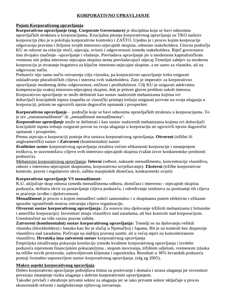 KorporativnoU - 1 Kolokvij v.2 | PDF