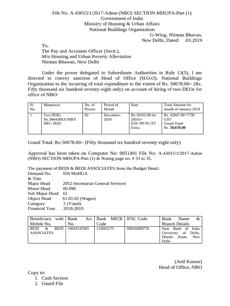 NBO DEO Hiring Sanction Notice | PDF | Poverty | Poverty & Homelessness