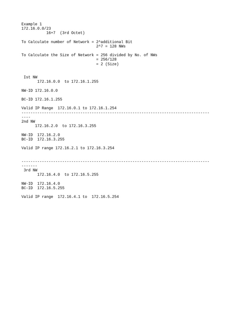 CLASS B Subnetting Example1 | PDF