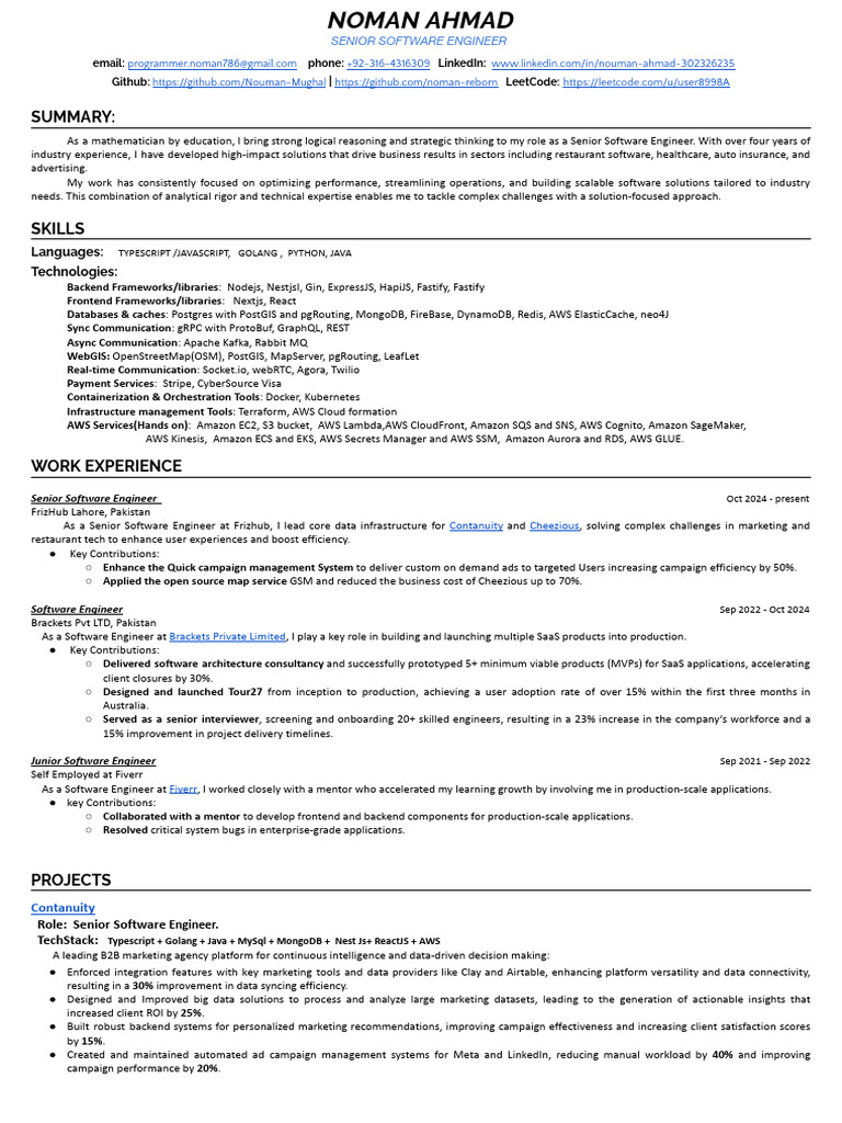 Noman Ahmad | PDF | Amazon Web Services | Software As A Service