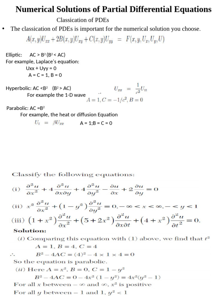 Classifying PDEs for Numerical Solutions | PDF
