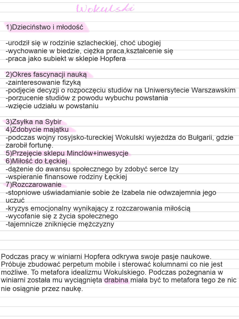 Lalka Notatki Na Kartkówkę | PDF