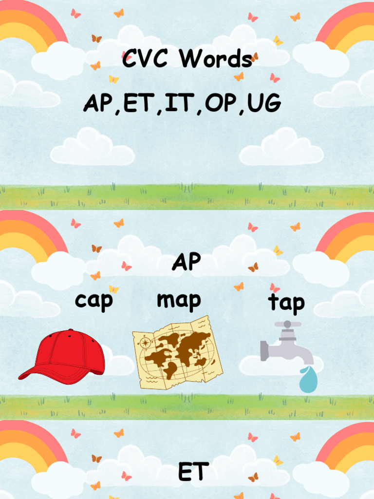 CVC Words List: AP, ET, IT, OP, UG | PDF