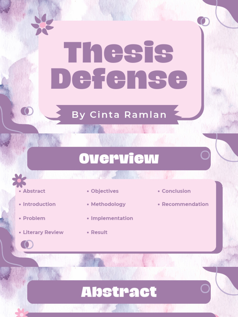 Purple Pink Watercolor Abstract Thesis Defense Presentation | PDF