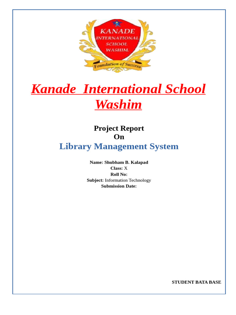 Project Report on Student Database Shubham | PDF | Databases | Computer ... Project Report on Student Database Shubham | PDF | Databases | Computer ...
