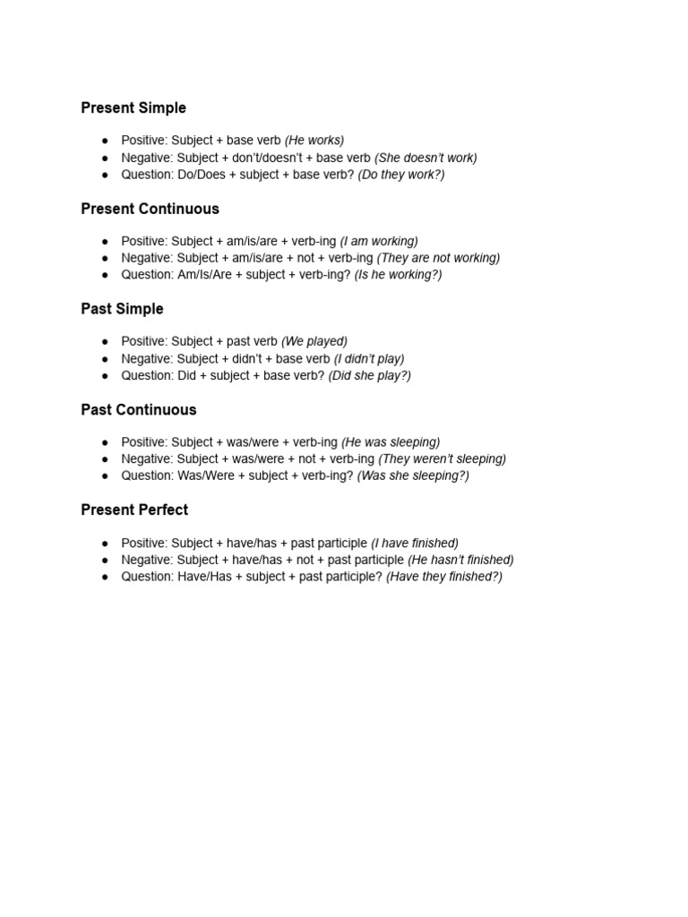 English Verb Tenses Guide | PDF