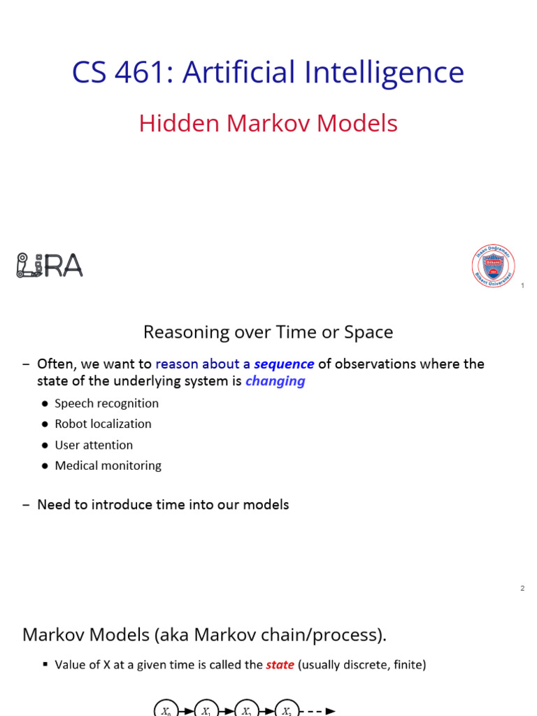 24f 09 Hidden Markov Models | PDF | Markov Chain | Bayesian Network