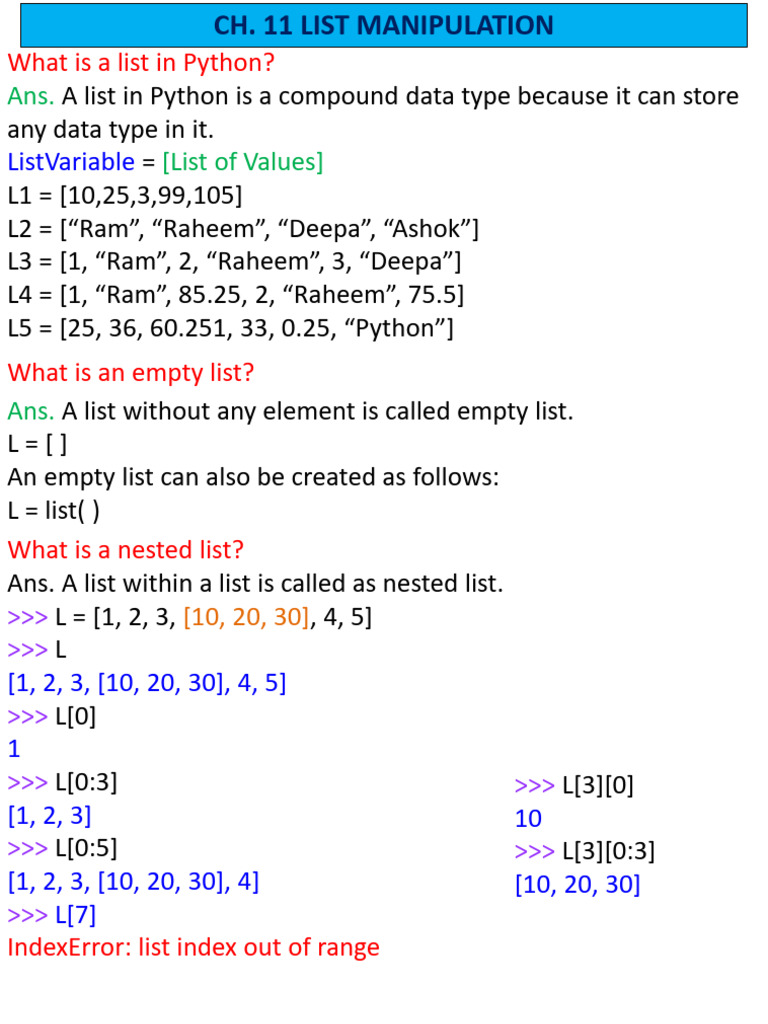 Python List Manipulation Guide | PDF | Computer Programming | Software ...