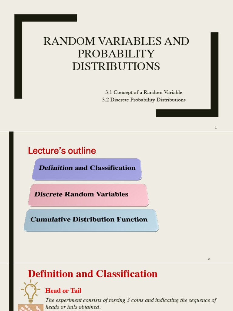 3.1 Concept of A Random Variable 3.2 Discrete Probability Distributions | PDF | Probability ...