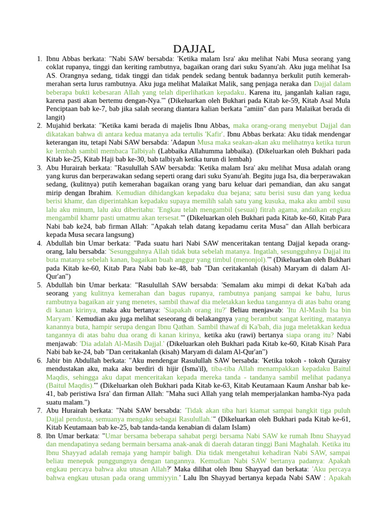 Hadits Mengenai Dajjal | PDF