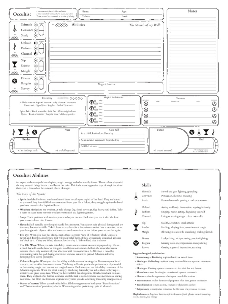 The Hidden Isle - Playtest Character Sheets 0.3 | PDF