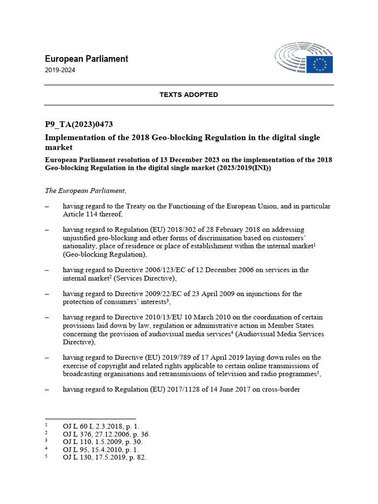 European Parliament 2023 | PDF | European Union | Directive (European ...