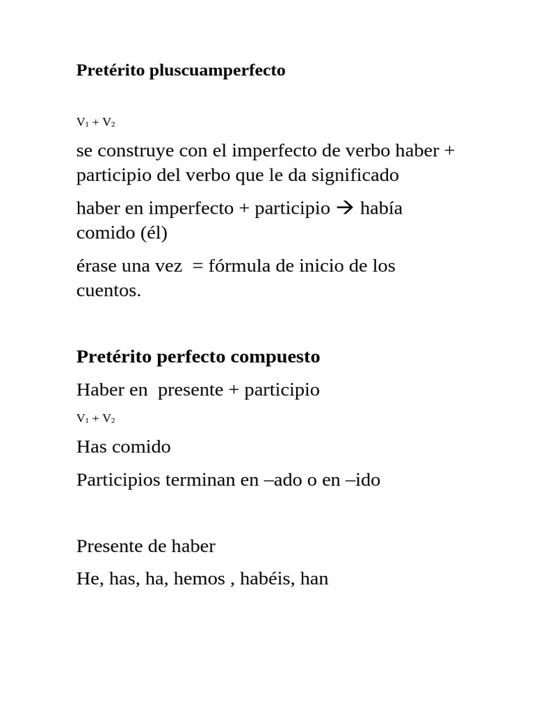 Uso del Pretérito Pluscuamperfecto | PDF