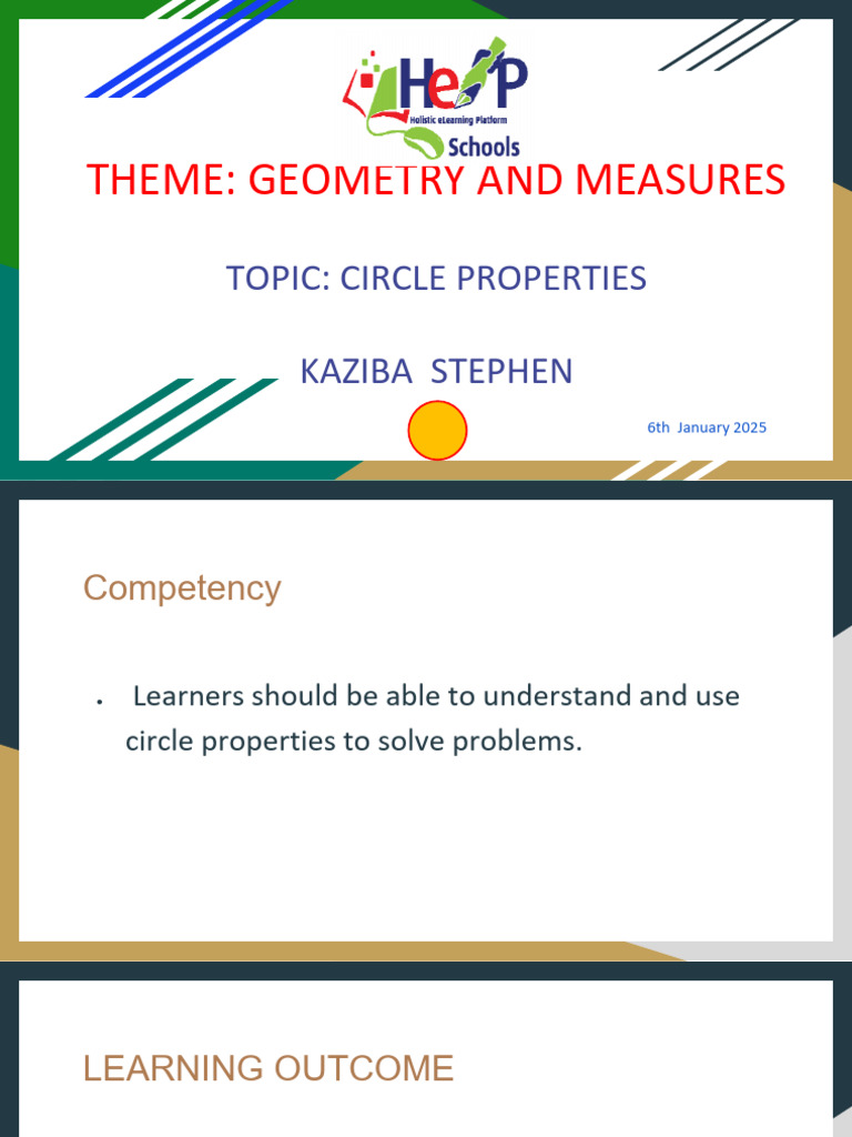 Lesson One - Circle Theorem | PDF | Circle | Pi