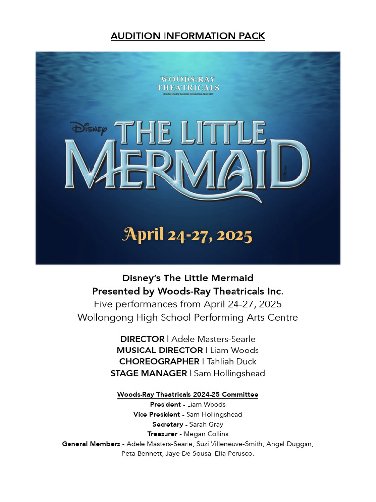 DRAFT - 2 Info Pack - Disney's The Little Mermaid | PDF