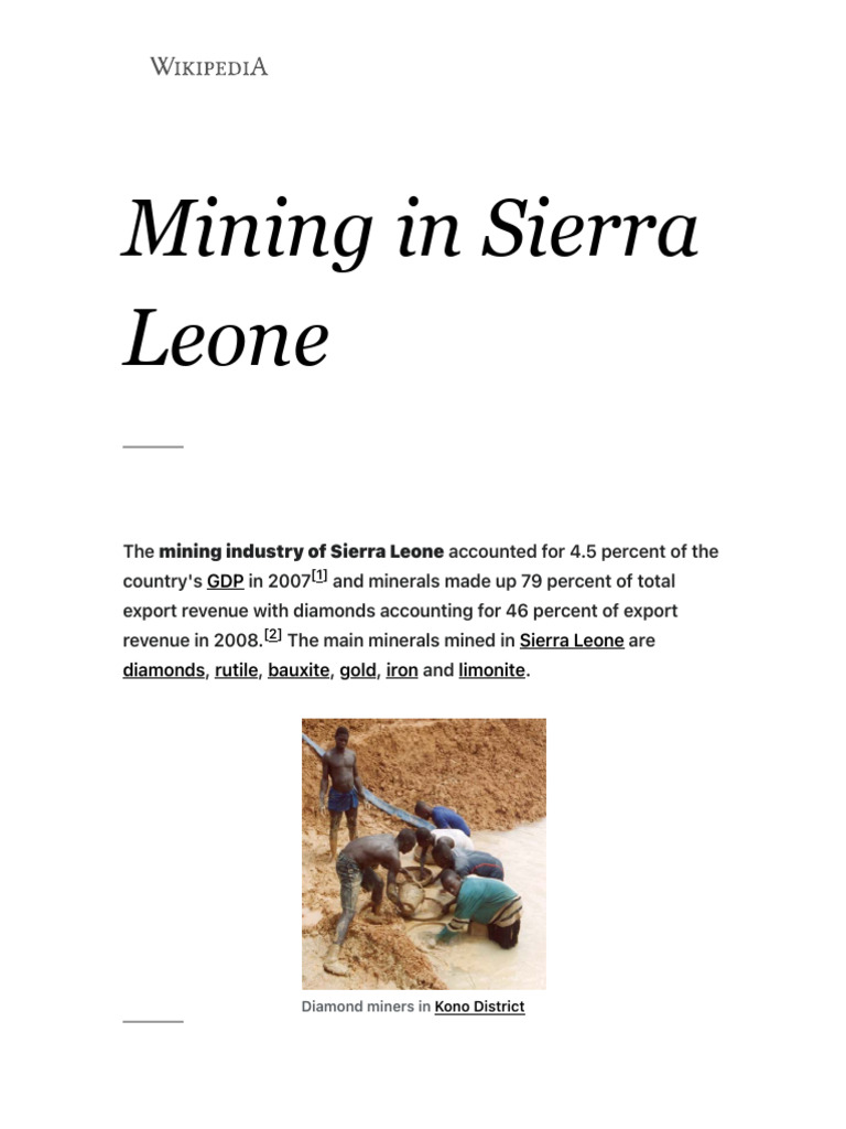 Mining in Sierra Leone - Wikipedia | PDF