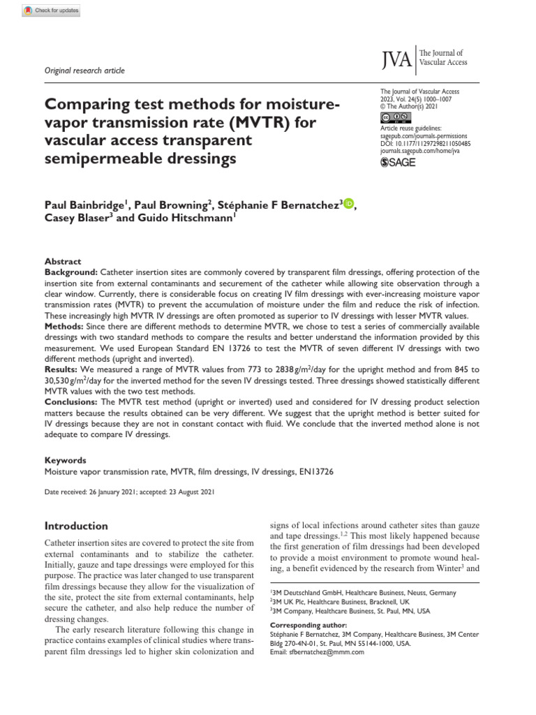 2023-Bainbridge - et-al-2021-MVTR | PDF | Water | Evaporation