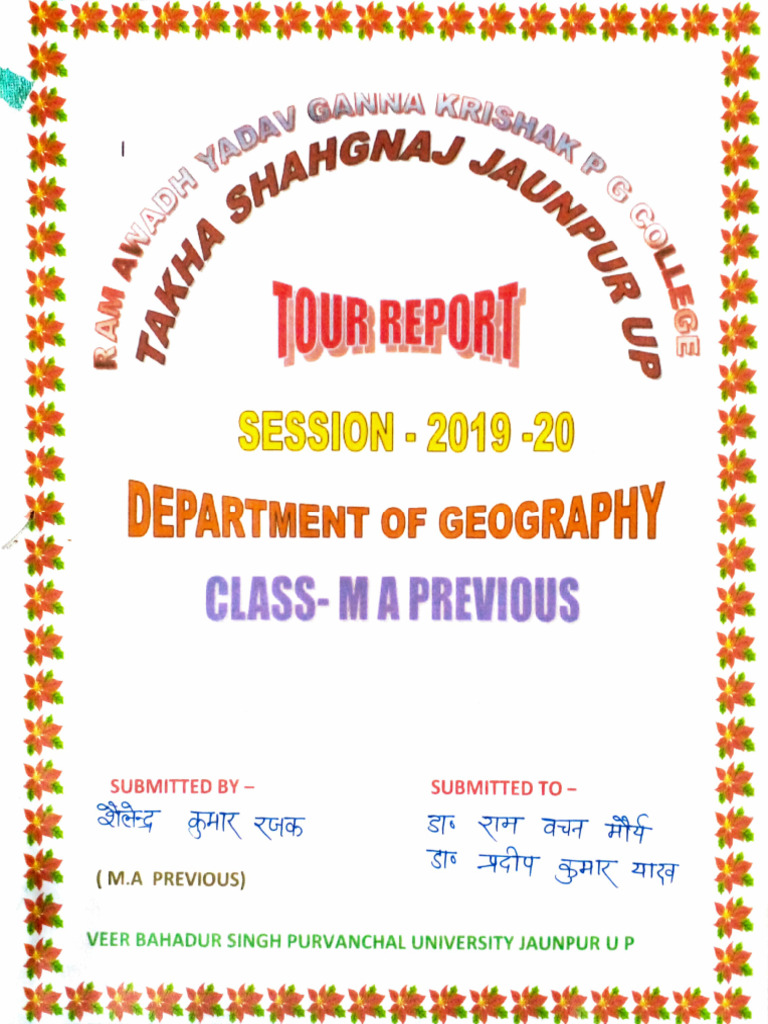 M.a.2nd Sem Geo Practical Unit 3rd Tour | PDF