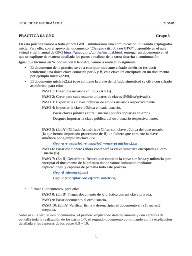 Práctica 6-3 (Grupo3) | PDF | Cifrado | Clave (criptografía)