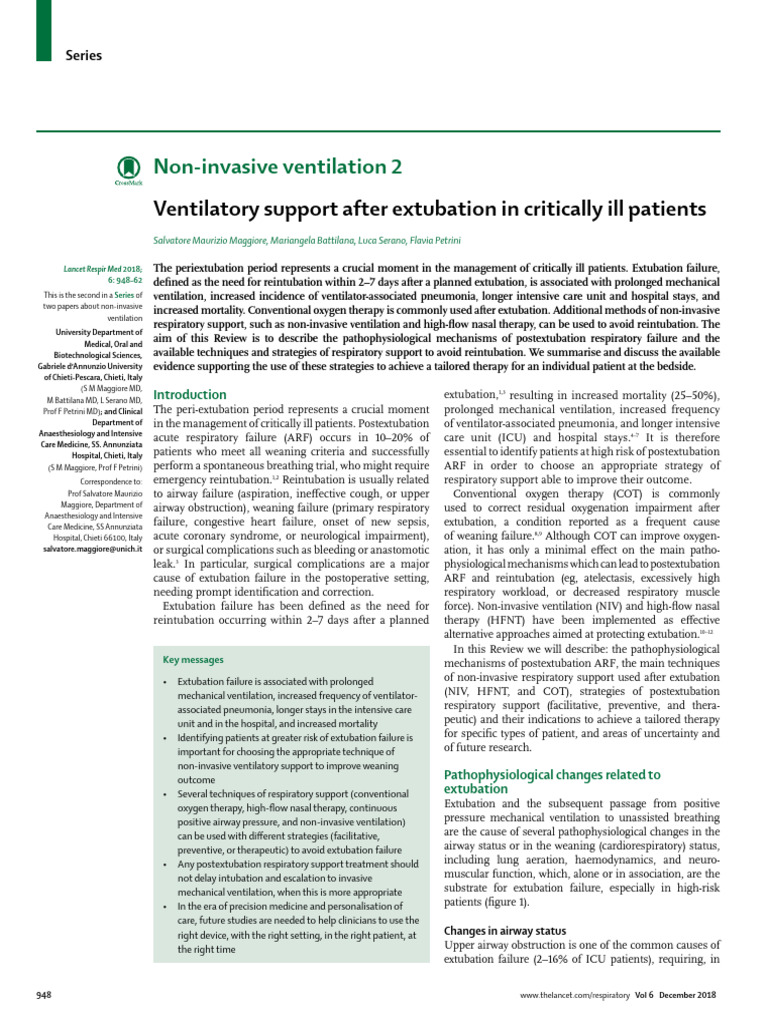Cami J - Ventilatory support after extubation in critically ill ...