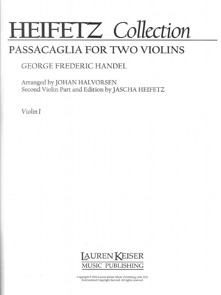 Passacaglia for Two Violins - Violin I | PDF