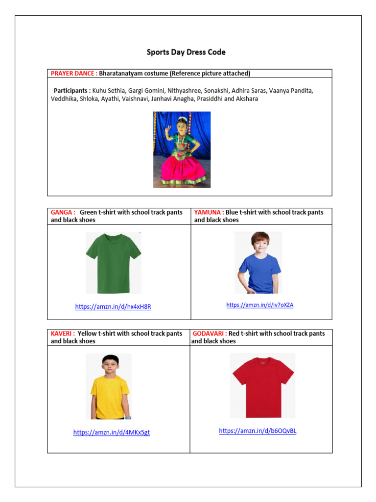 Sports Day Dress Code Guidelines | PDF