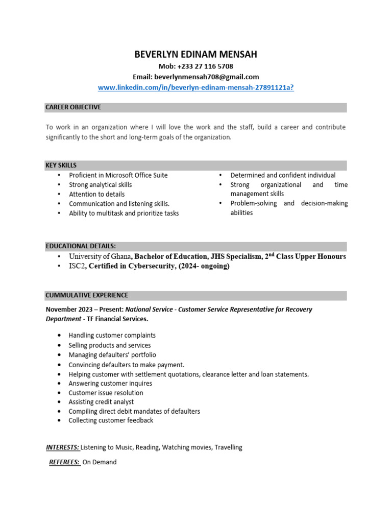 Beverlyn's Updated CV | PDF