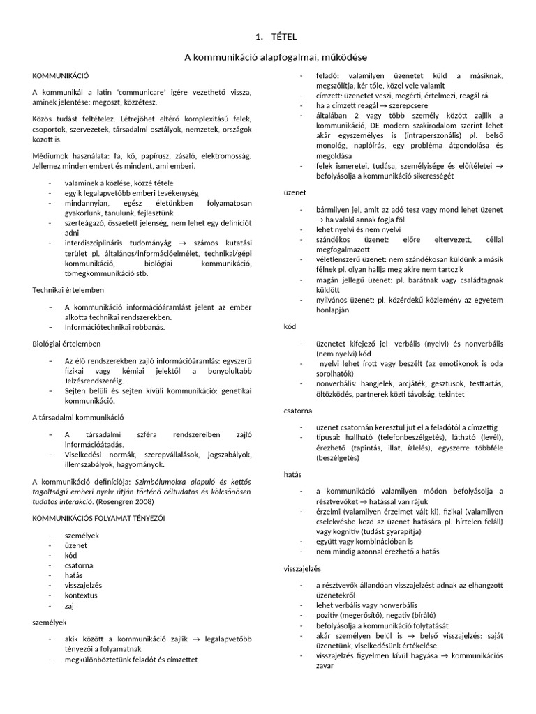 A kommunikáció alapfogalmai, működése | PDF