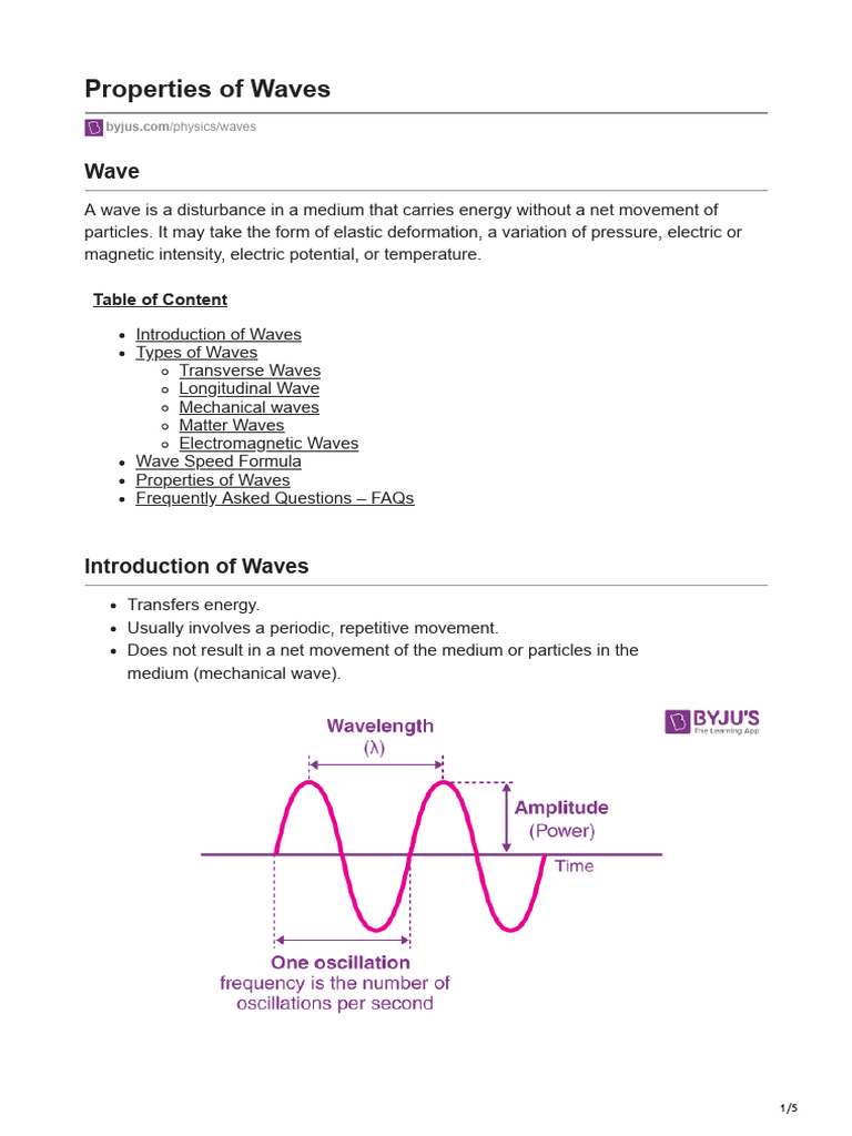 Properties of Waves | PDF | Waves | Frequency