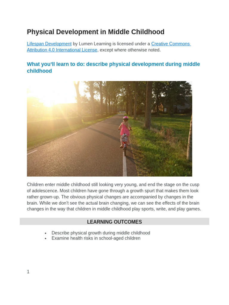 Physical Development in Middle Childhood | PDF | Dieting | School Meal