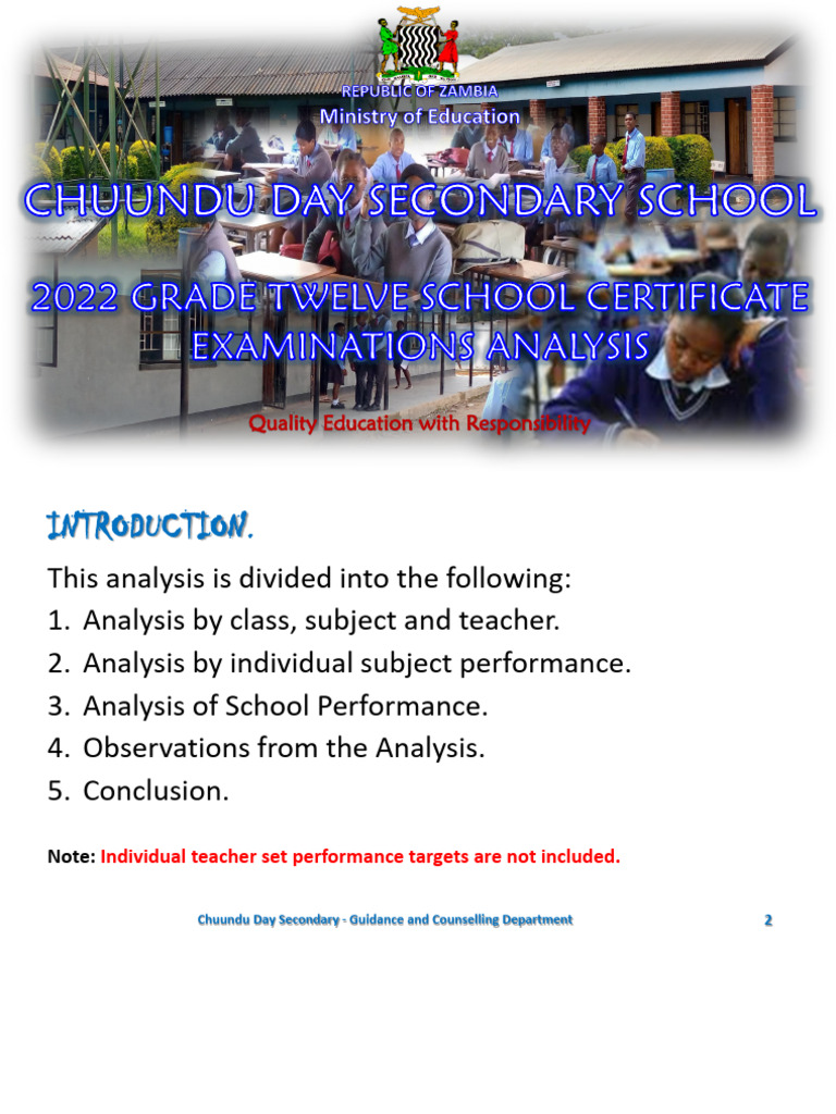 Chuundu - 2022 Grade 12 Final Examination Analysis | PDF | Schools ...
