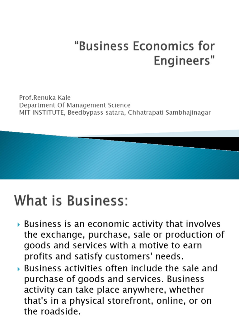 Business Economics For Engineers | PDF
