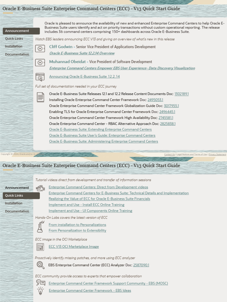 Ebs Enterprise Command Center Quick Start Guide V13 | PDF | Oracle Corporation | Electronic Business