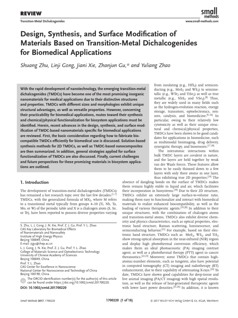 Design, Synthesis, and Surface Modification of Materials Based On Transition-Metal ...