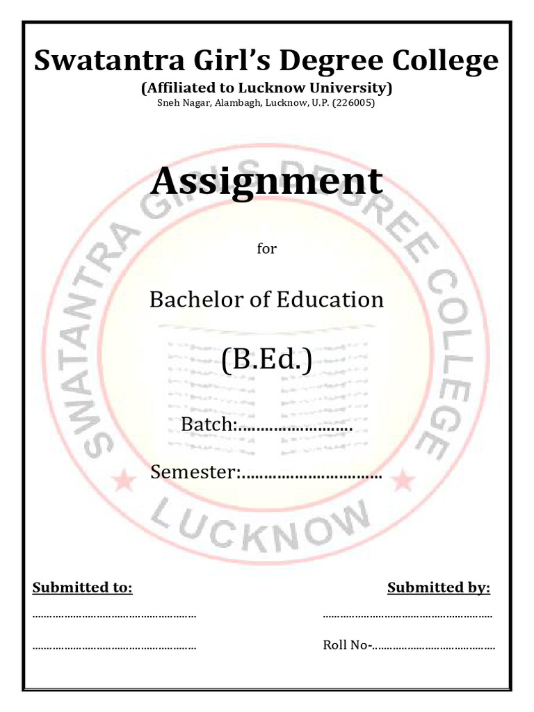 B.Ed. Assignment at Swatantra College | PDF