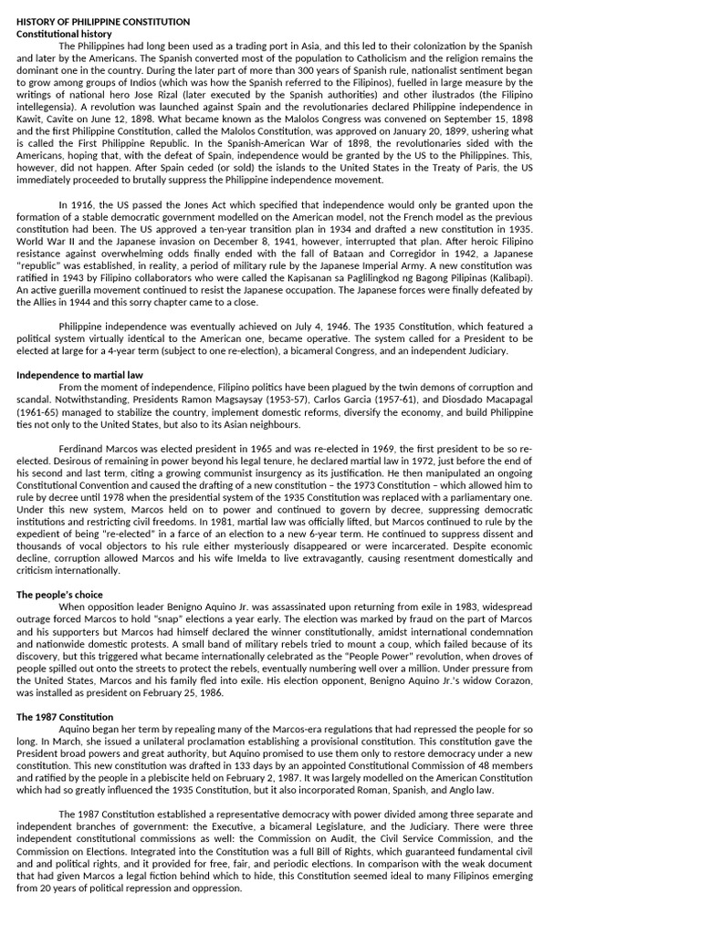 ARNOTE 102 4 History Mismo NG Consti | PDF | Corazon Aquino | Philippines