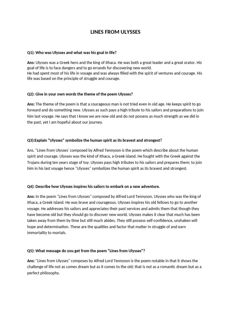 Lines From Ulysses Qa | PDF