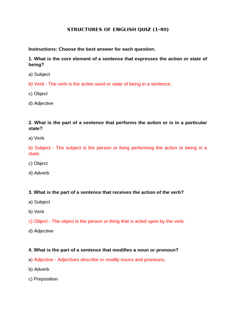 Structure of English | PDF | Adverb | Verb