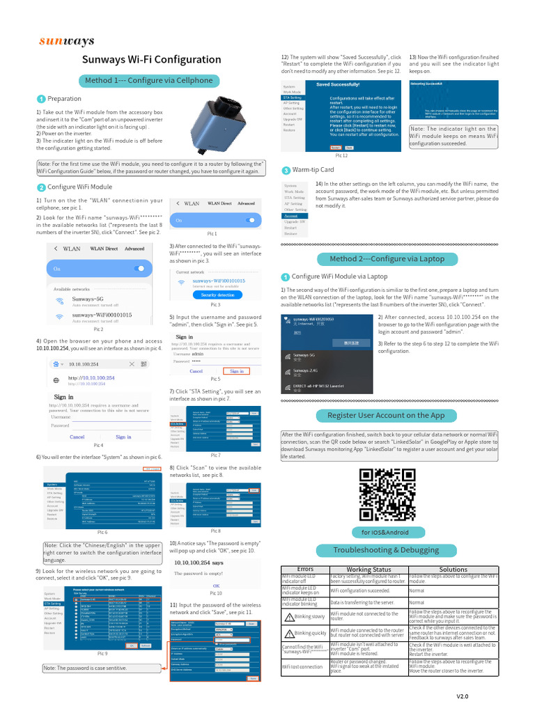 Sunways Inverter WiFi Setup Guide | PDF | Wi Fi | Mobile App