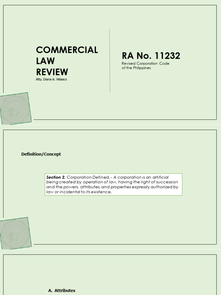 REVISED CORPORATION CODE notes | PDF | Stocks | Corporations