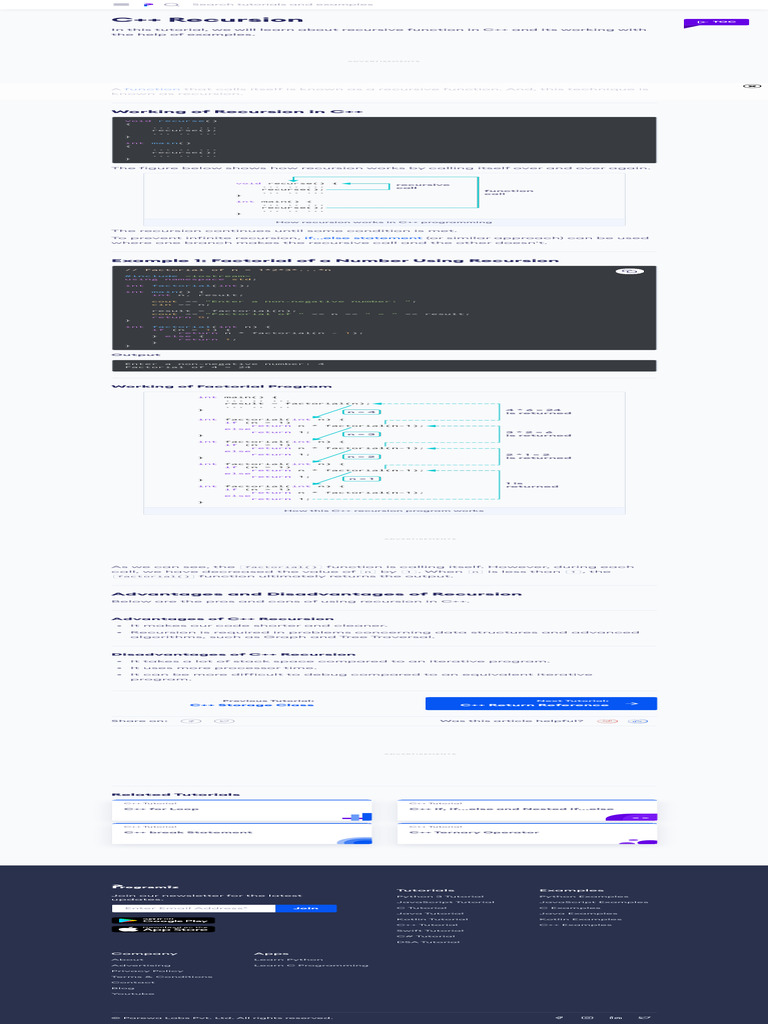 C++ Recursion: Examples & Insights | PDF | C++ | Control Flow