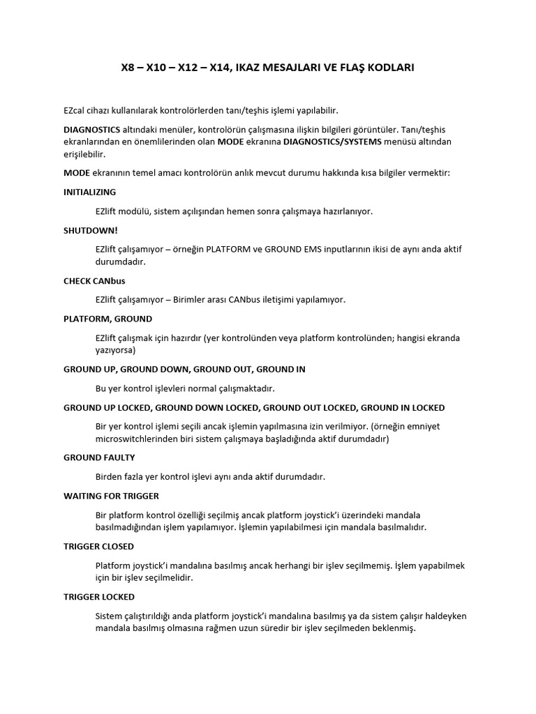 AIRO X Şase Hata Kodları | PDF